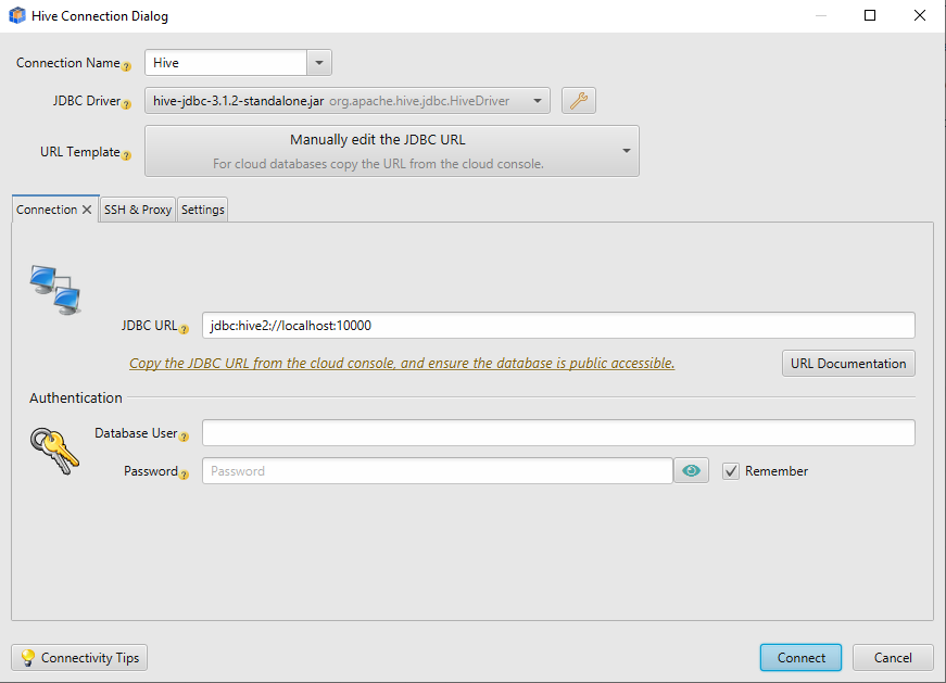 Connect to Hive Database